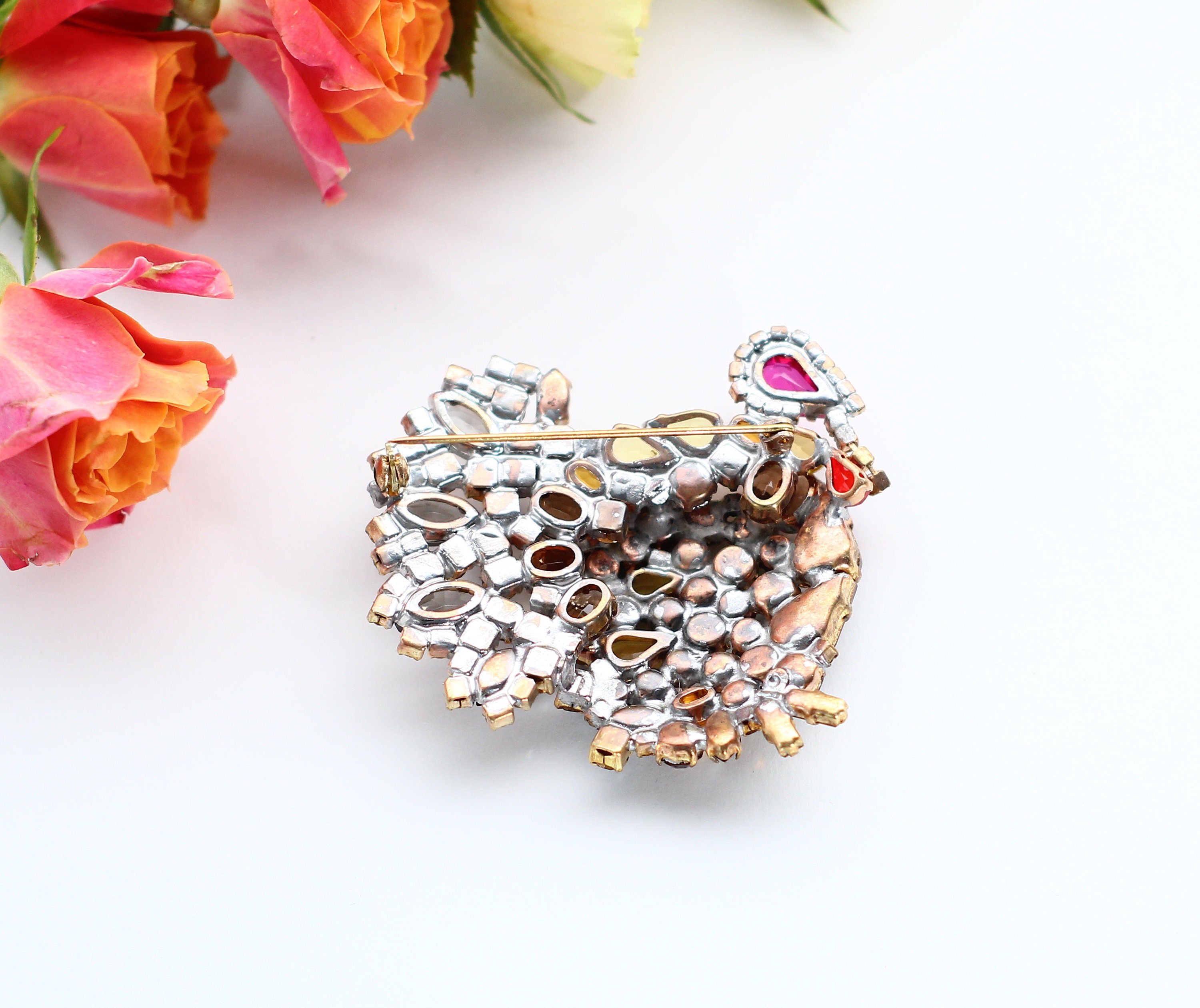 Vintage Turkey Brooch Czech Crystal Brooch Vintage Jewelry | Etsy