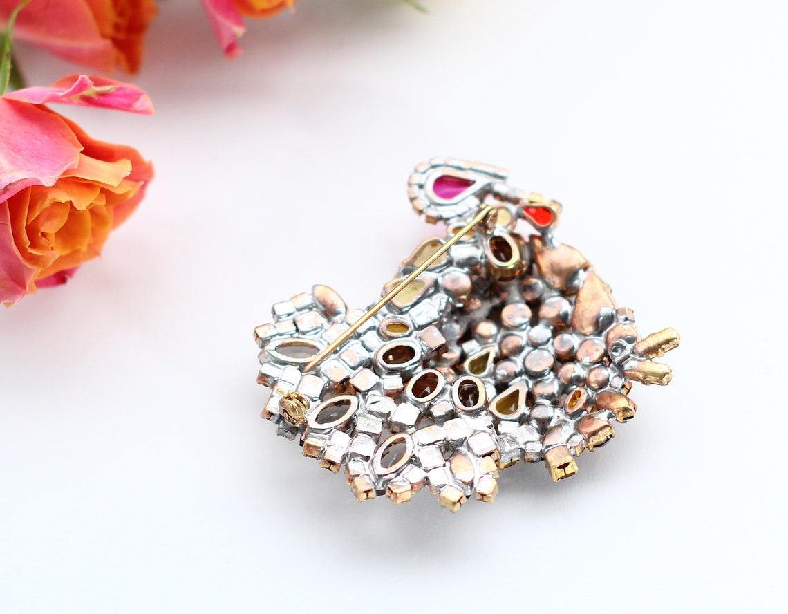 Vintage Turkey Brooch Czech Crystal Brooch Vintage Jewelry | Etsy