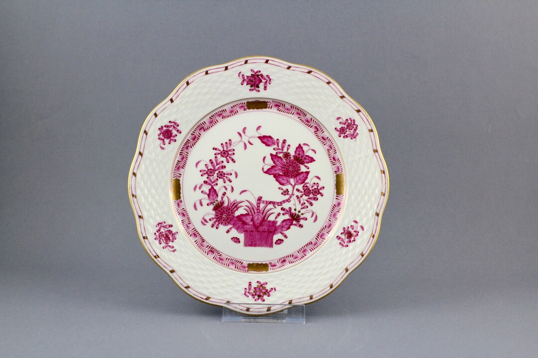 Herend Handpainted Indian Basket in Raspberry Plate, Herend Hungary ...