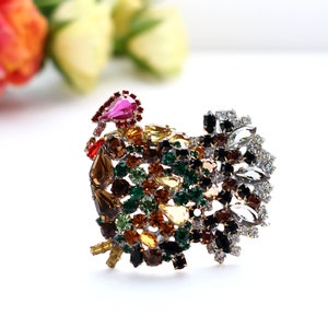 Vintage Turkey Brooch Czech Crystal Brooch Vintage Jewelry | Etsy