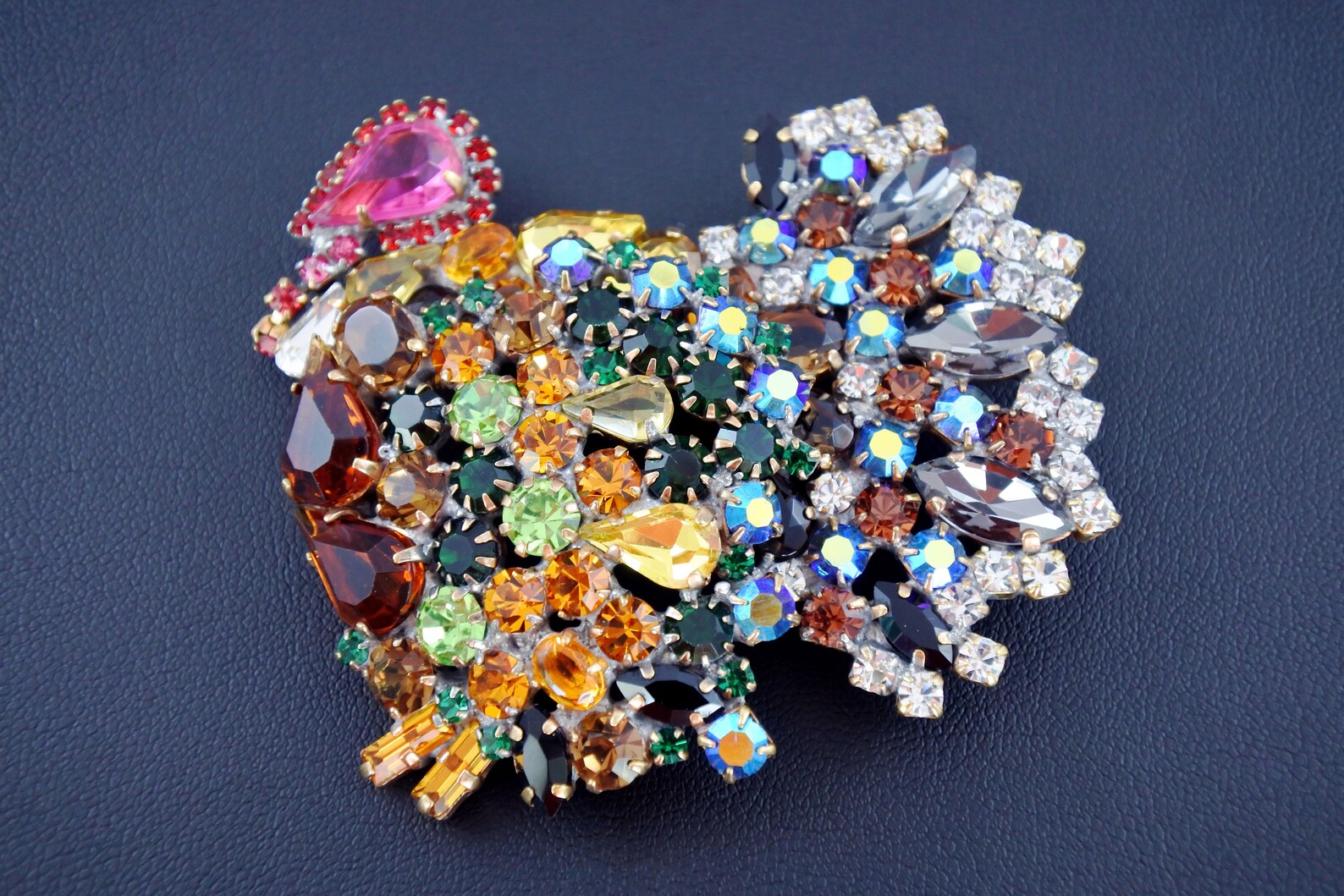 Vintage Turkey Brooch Czech Crystal Brooch Vintage Jewelry | Etsy