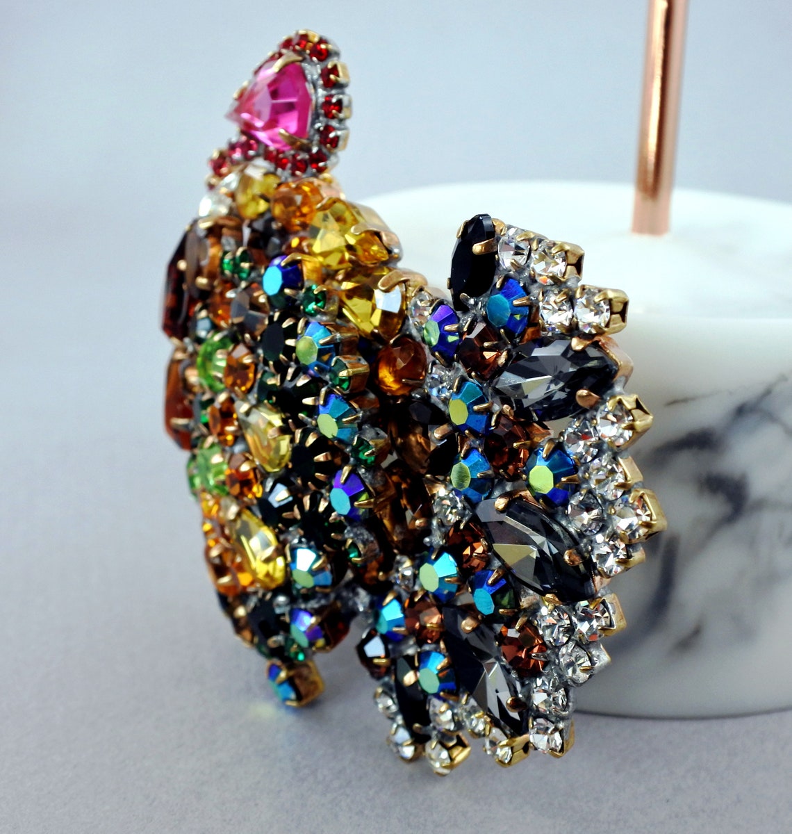 Vintage Turkey Brooch Czech Crystal Brooch Vintage Jewelry | Etsy