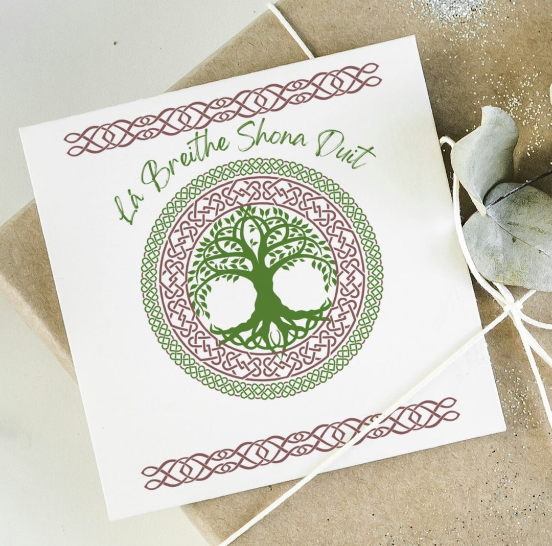 Irish Birthday Card: Lá Breithe Shona Duit, Celtic Tree Design - Etsy