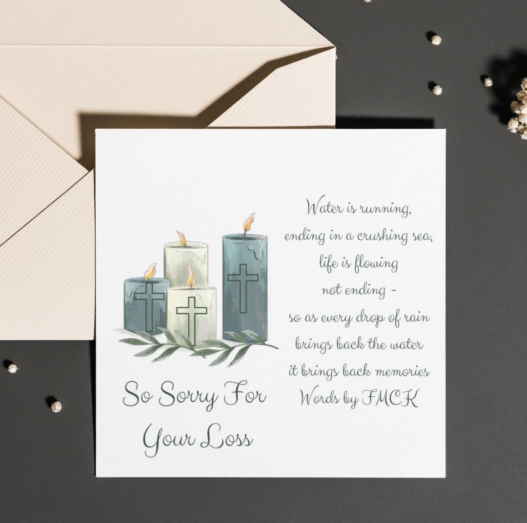 So Sorry for Your Loss, Sympathy Card, Original Grieving Poem, Sincere ...