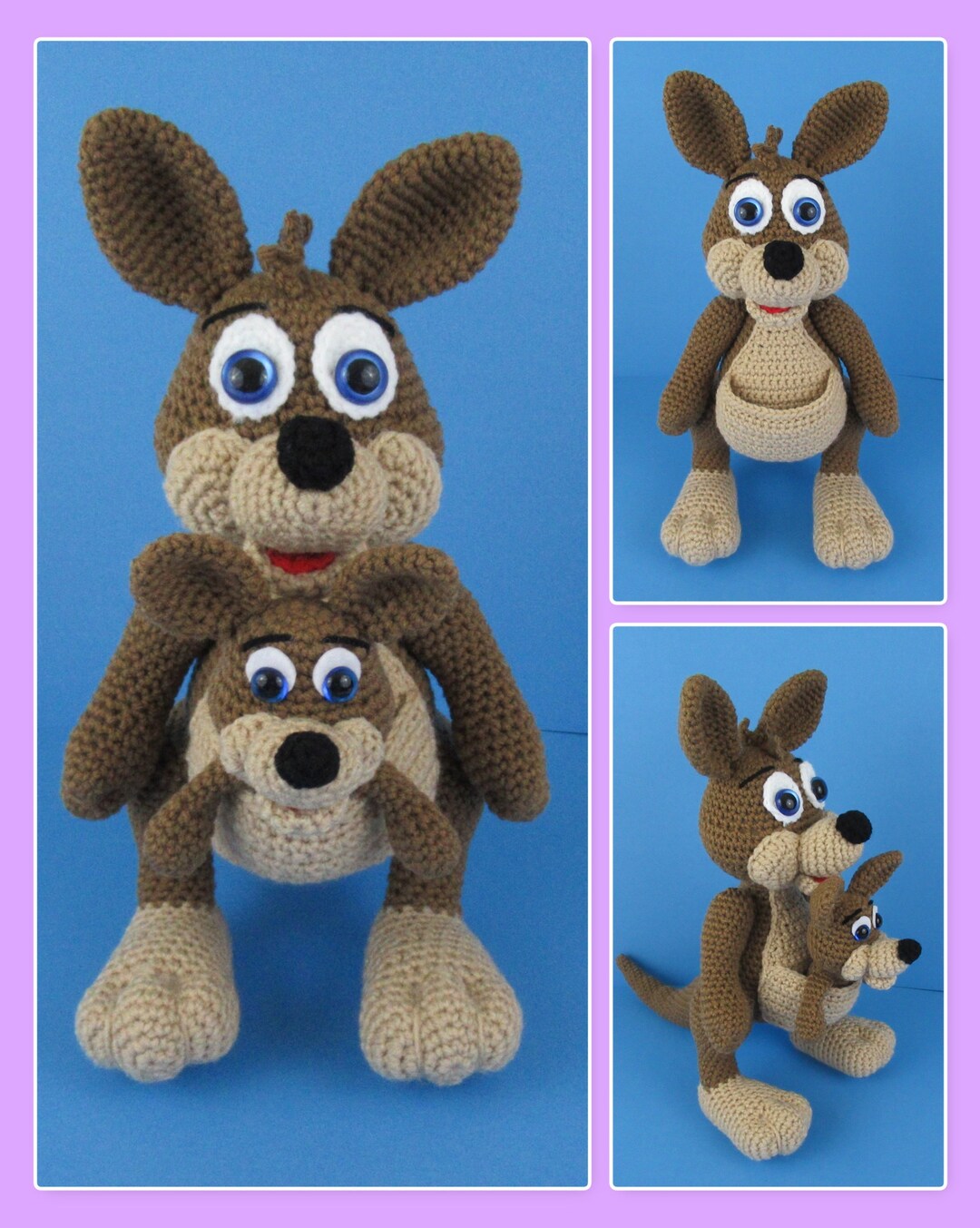 Kangaroo Crochet Pattern, Ruby Roo, Baby Kangaroo, Mommy Kangaroo ...