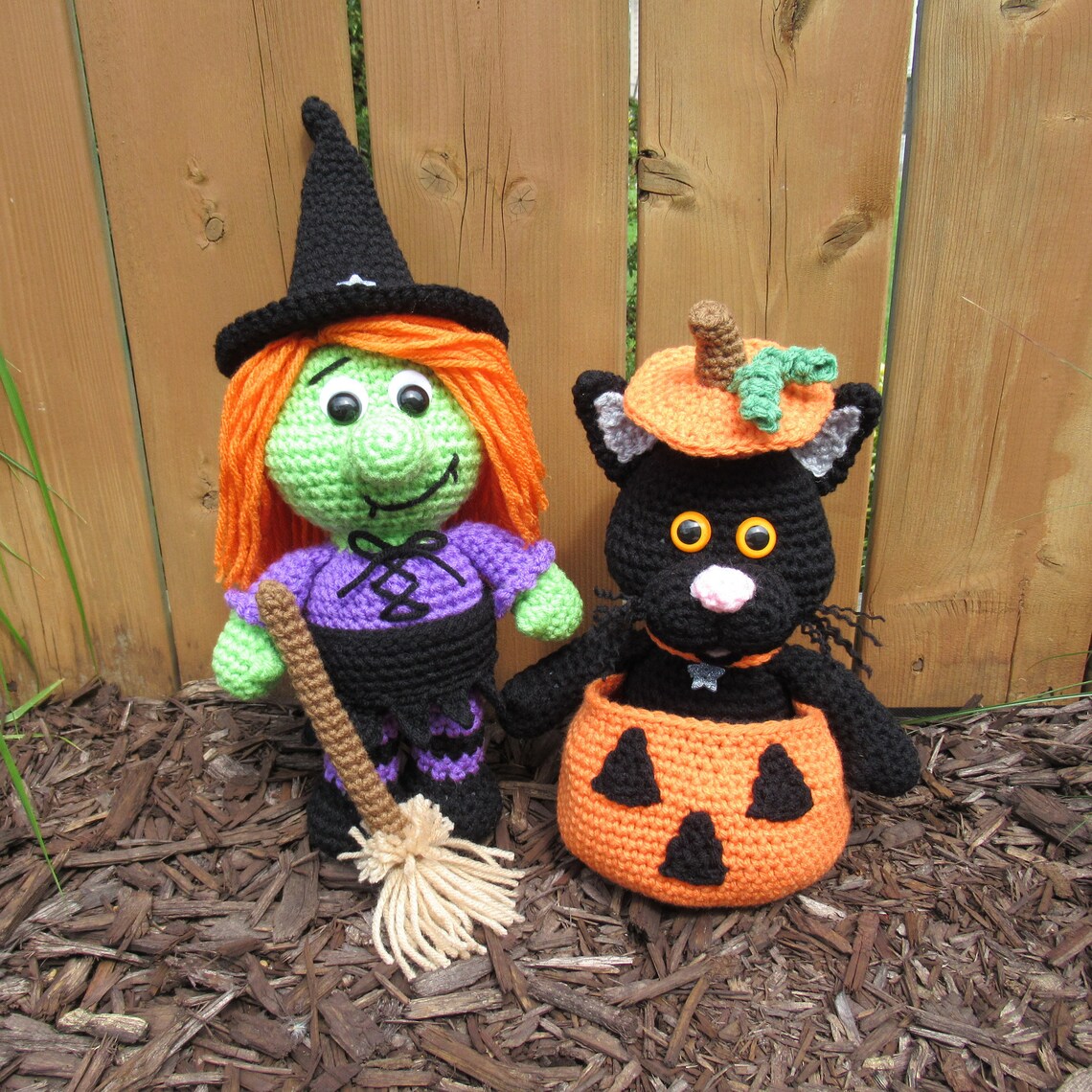 Witch and Black Cat Crochet Pattern, Halloween, Cute, Pumpkin (english ...