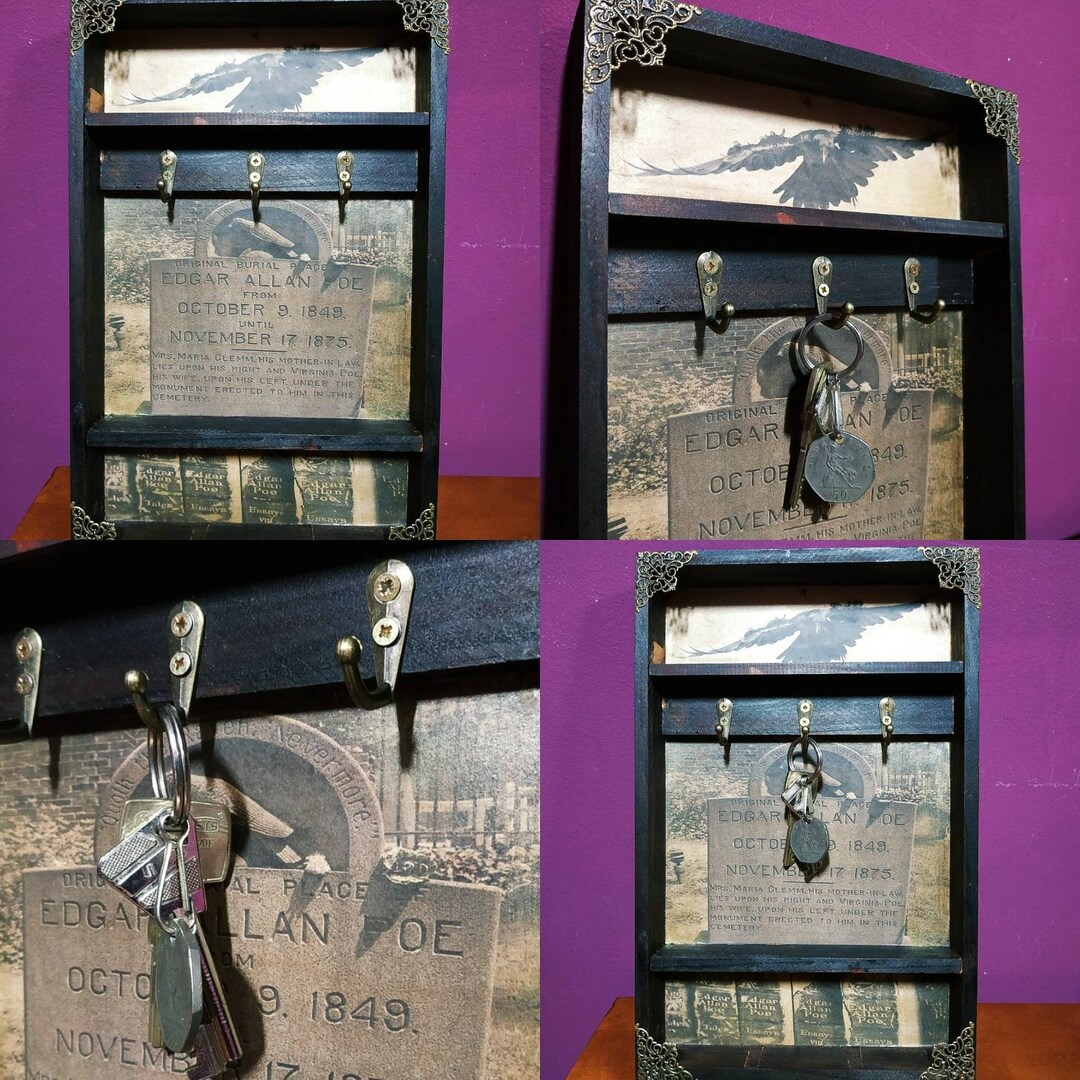 Poe's Grave Wooden Key Rack - Etsy