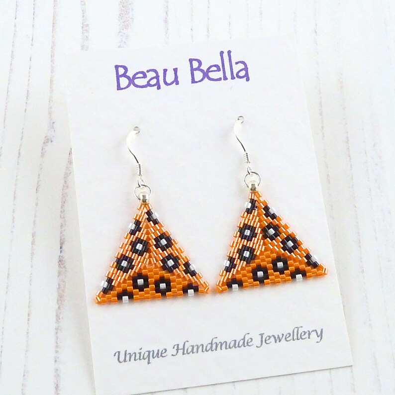 Leopard Print Triangle Earrings, Orange Triangle Earrings, MADE TO ...