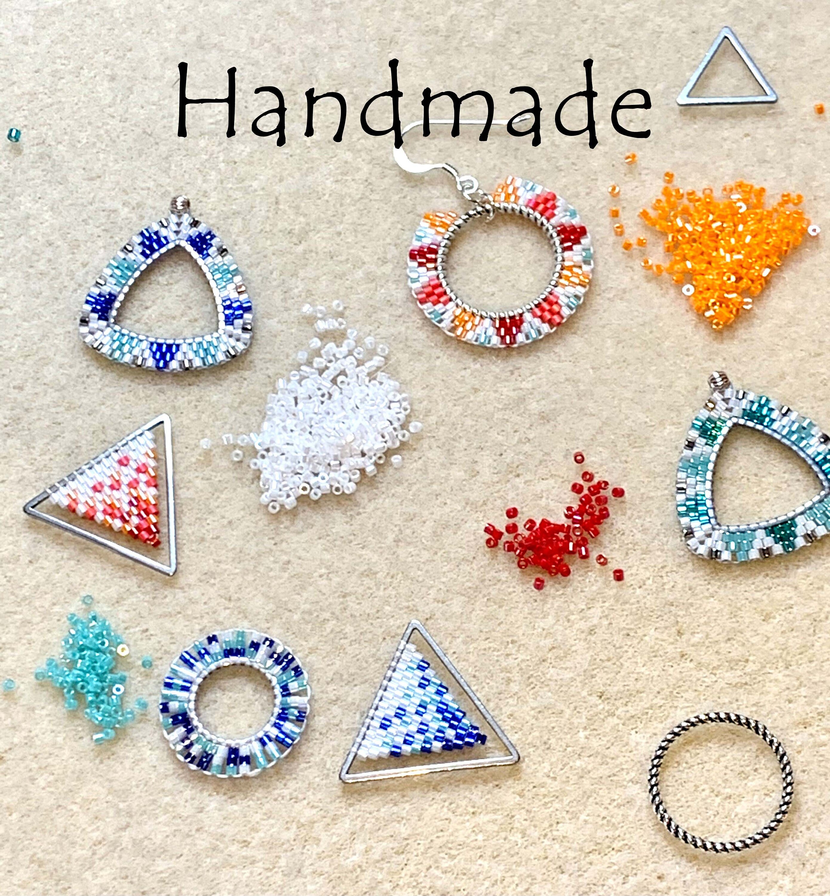 Small Gold Triangle Earrings, MADE TO ORDER, Beaded Triangles, Gift for ...