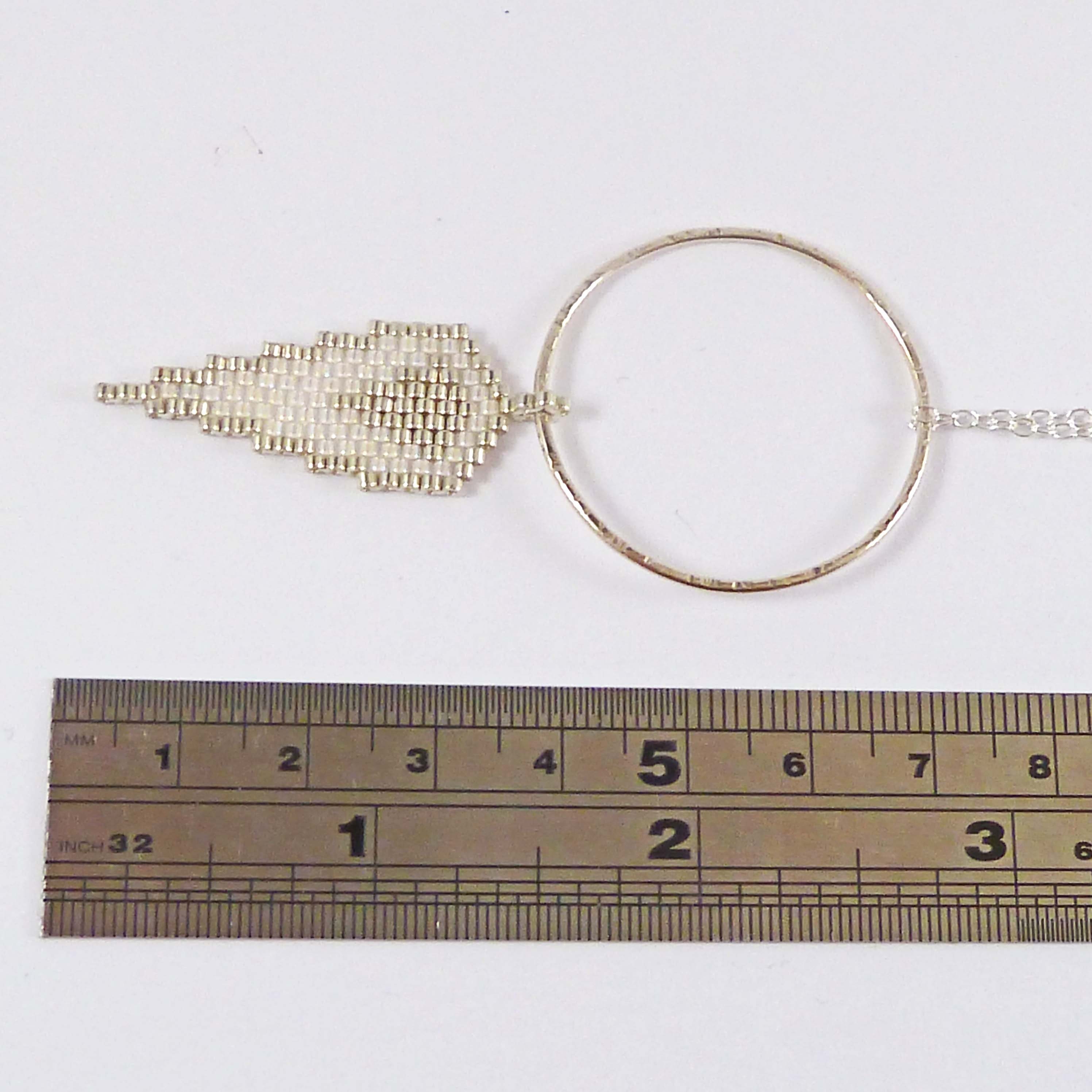 Long Silver Circle & Angel Wing Necklace, Guardian Angel, Long Sterling ...