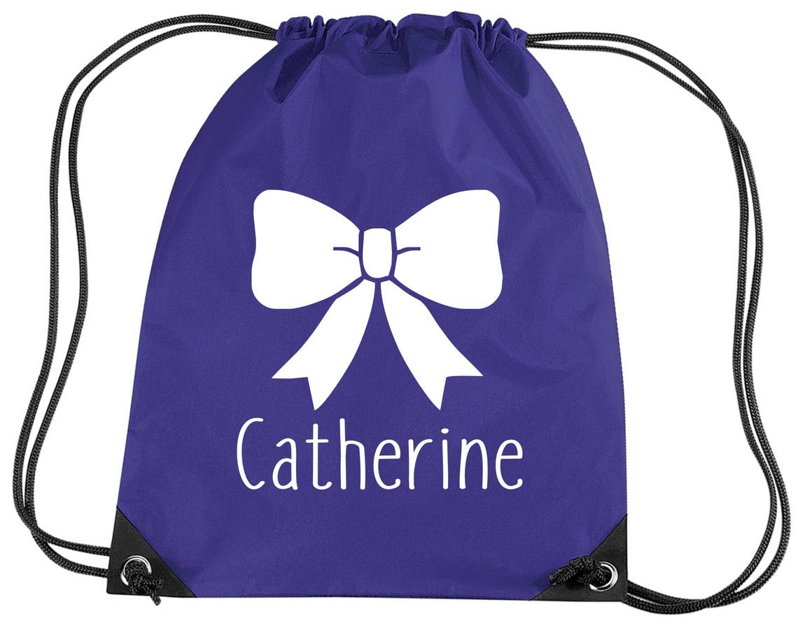 Personalized Bow With Name Gym/pe/drawstring Bag - Etsy