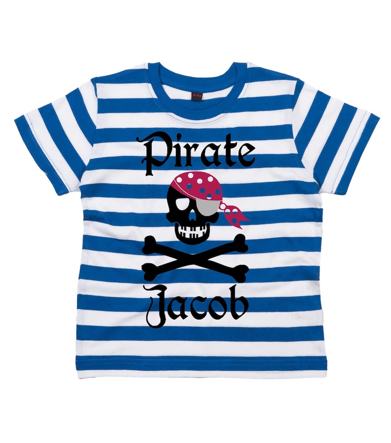 Personalised Pirate With Name Childrens Fun Striped T-shirt - Etsy