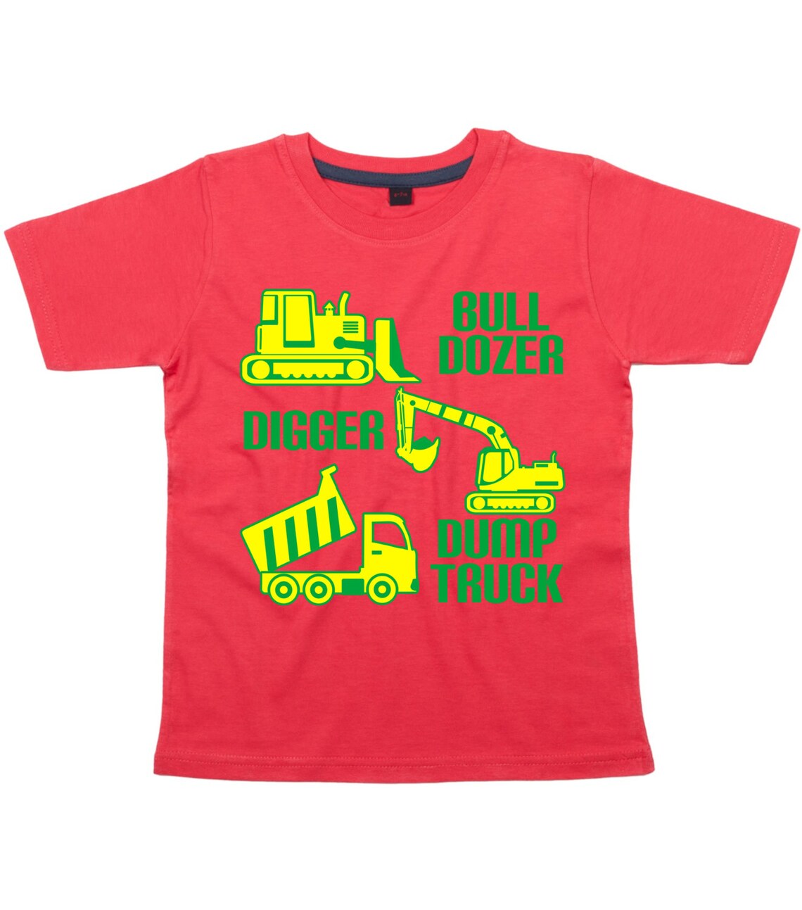 Digger, Bulldozer & Dump Truck. Childrens T-shirt - Etsy