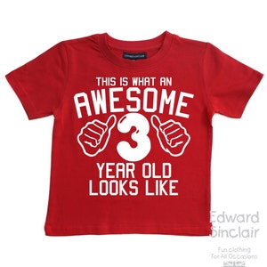 This is What an Awesome 3 Year Old Looks Like. Boys 3rd Birthday T-shirt - Etsy