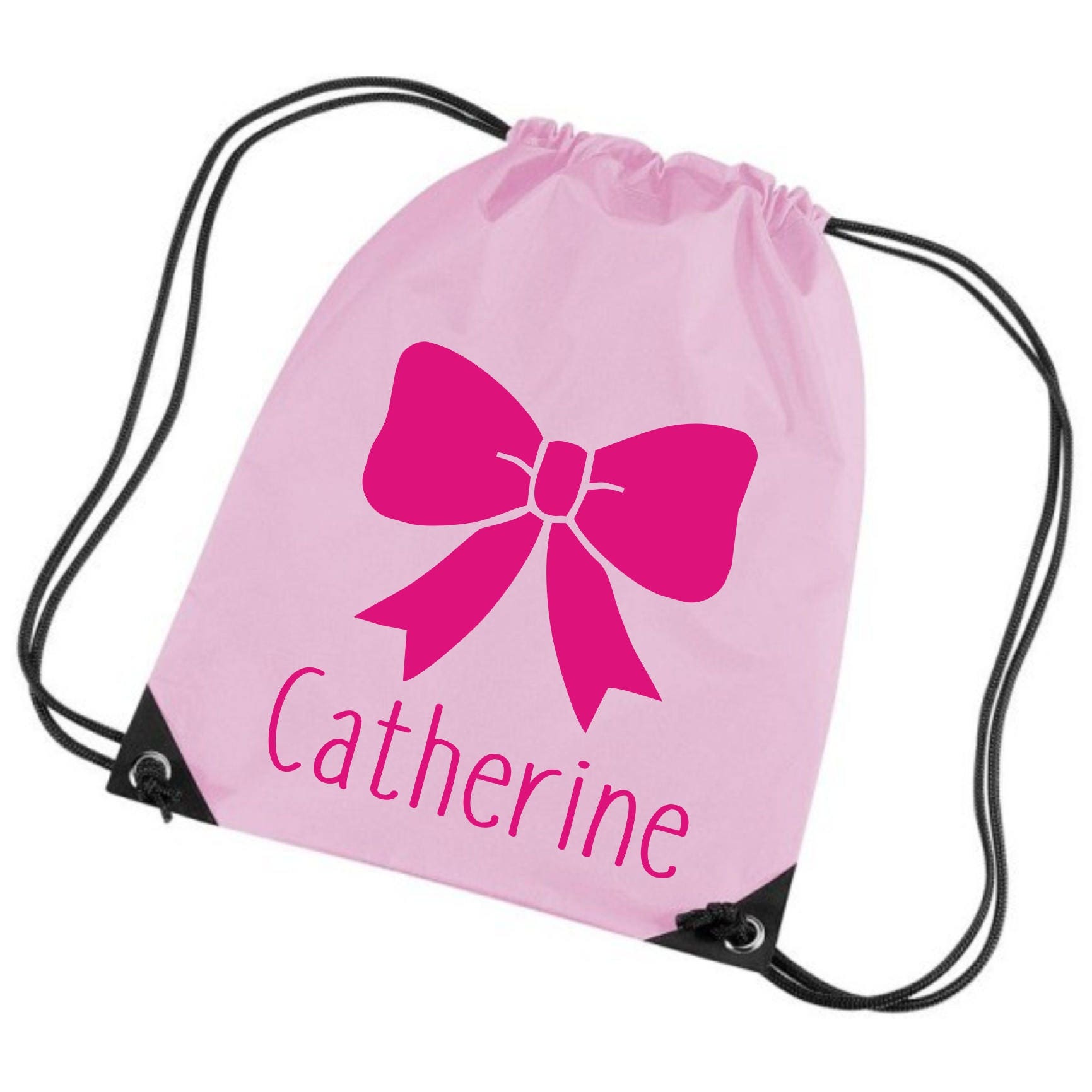 Personalized Bow With Name Gym/pe/drawstring Bag - Etsy