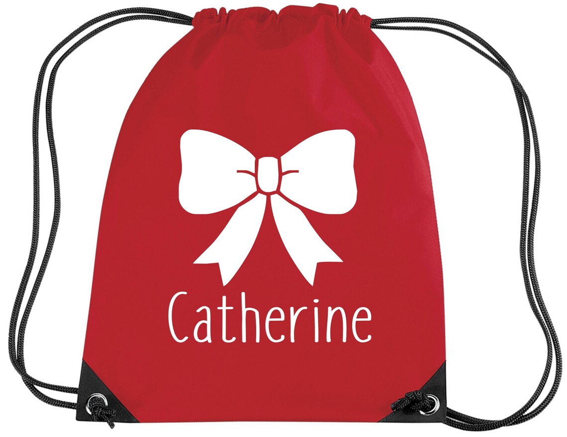 Personalized Bow With Name Gym/pe/drawstring Bag - Etsy