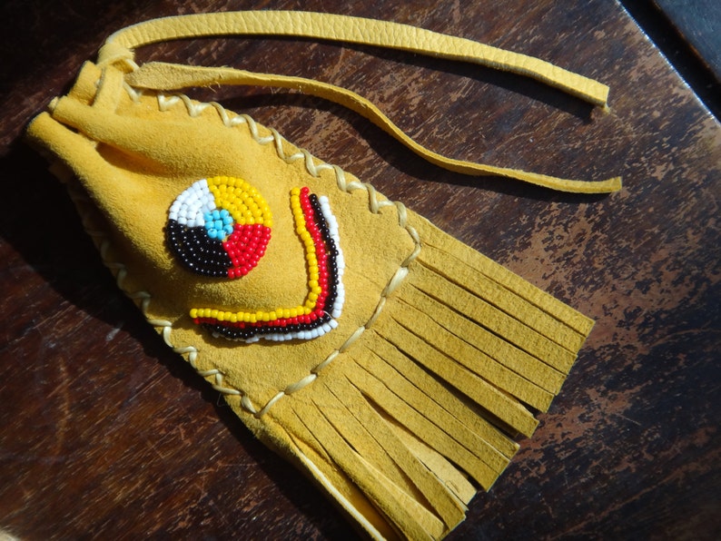 Medicine Pouch. Native American Fringed White Deerskin Leather - Etsy