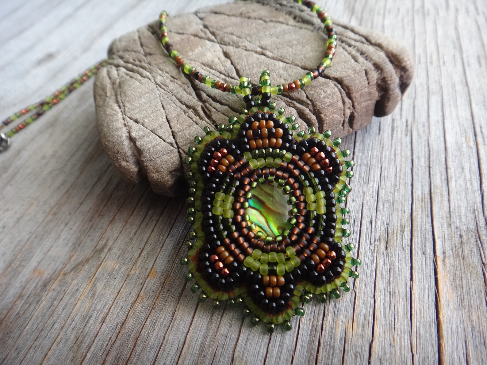 Native American Beaded Turtle Necklace. Mother Earth Rosette - Etsy