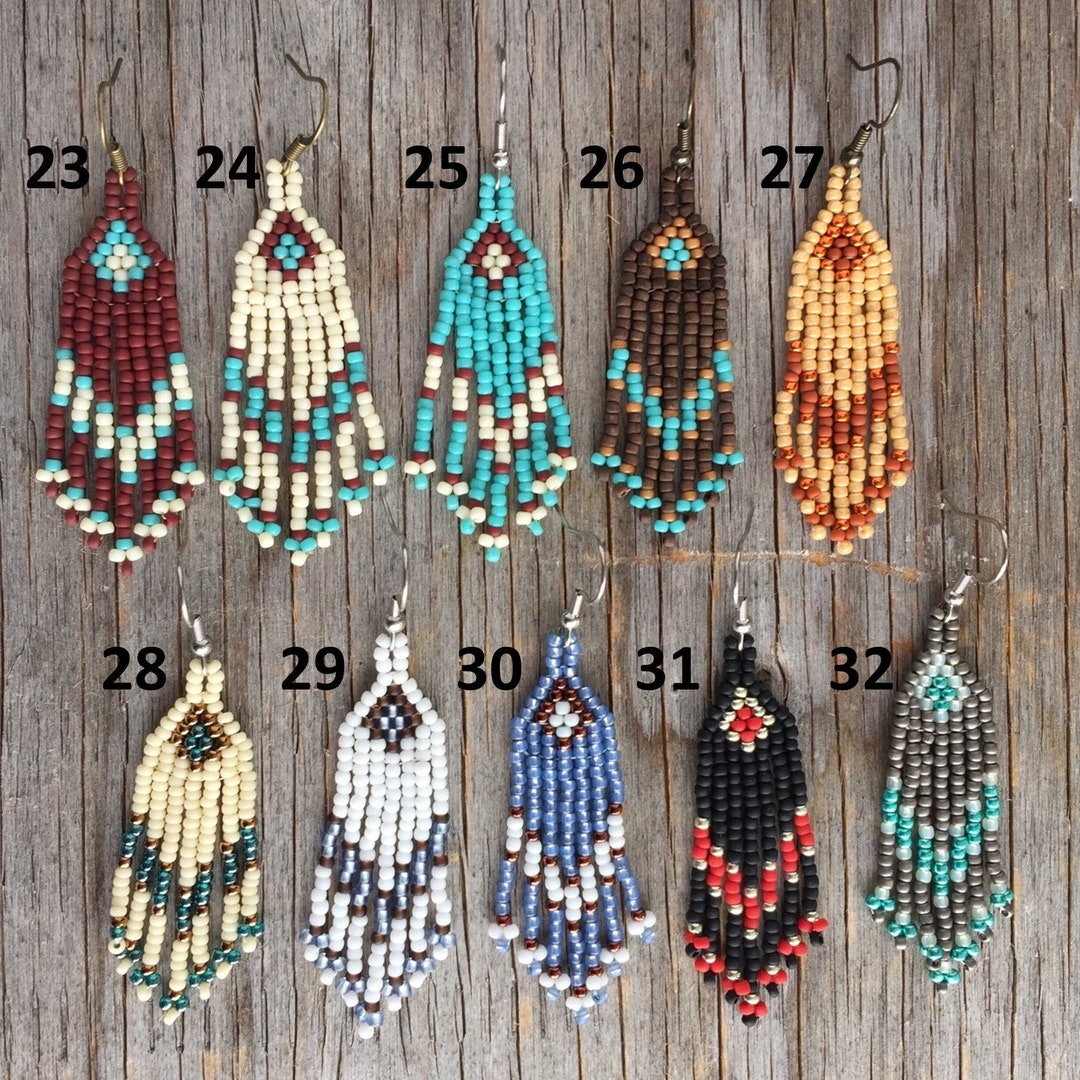 Native American Beaded Earrings. Arrow Motif, Tribal. Earrings Chevron ...