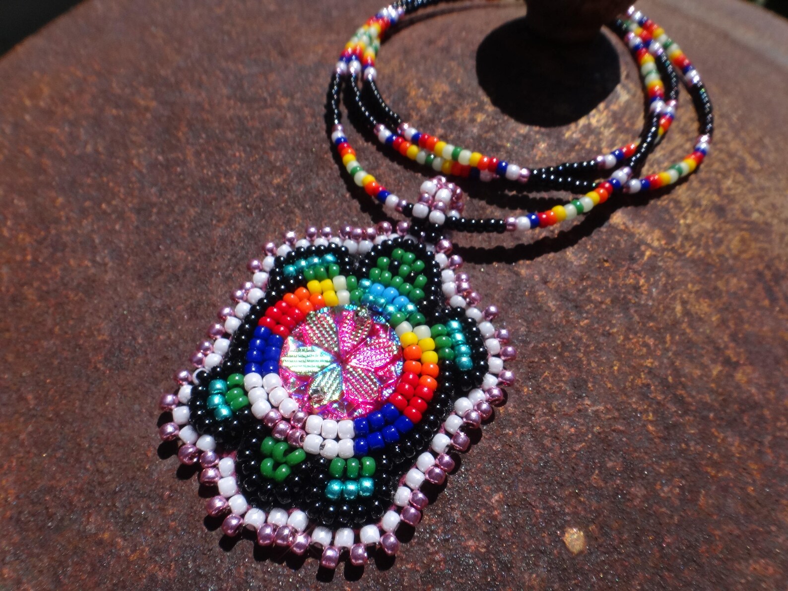 Native American Beaded Turtle Necklace. Mother Earth Rosette - Etsy