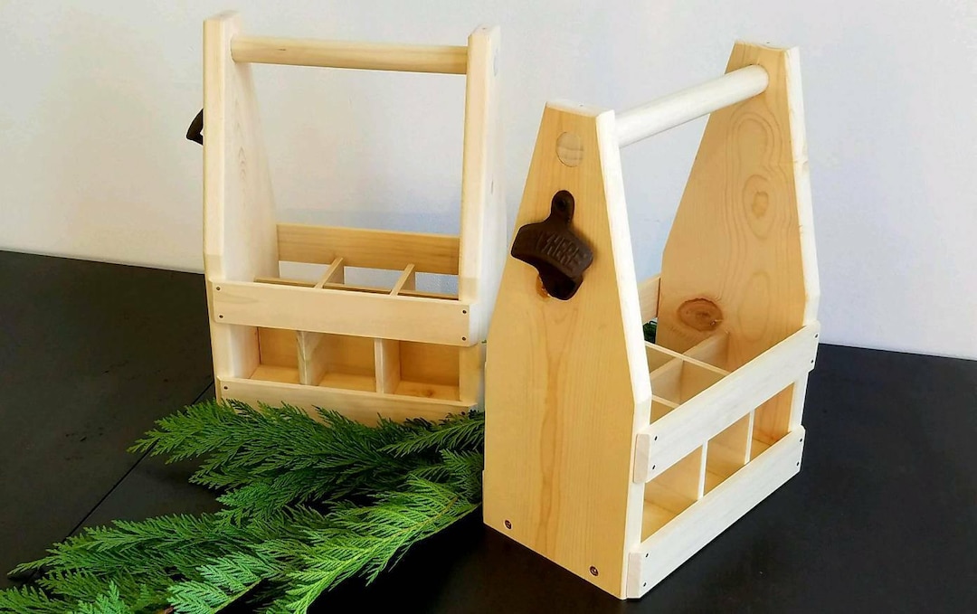Wooden Beer Tote, Beer Caddy, 6 Pack, Rustic, Groomsman Gift, Gift for ...