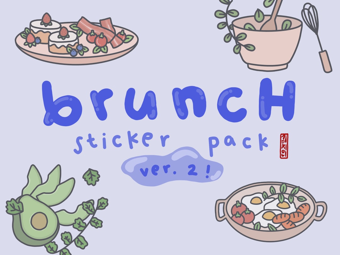 Brunch Sticker Pack Version 2: Shakshuka, Berries, Fruits, Pastries ...