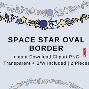 Space Star Oval Border, Planet and Solar System Clipart Canva/ps Adobe ...