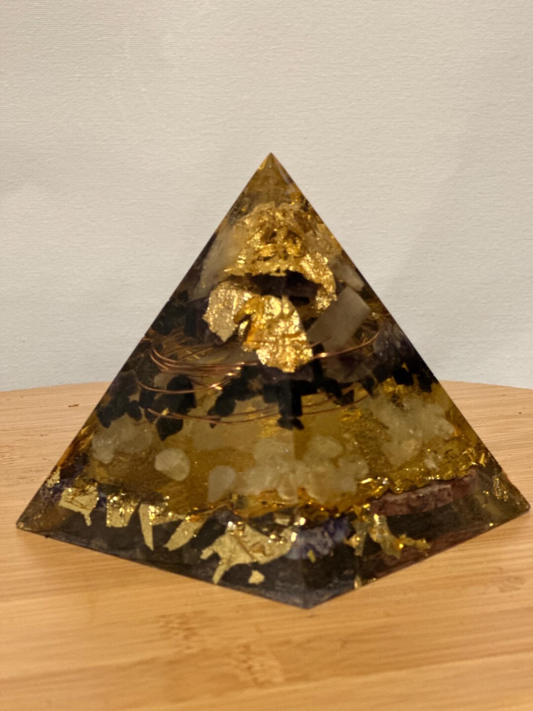 Handcrafted Orgone Pyramid With Crystals, Copper and Gold Leaf | Energy ...