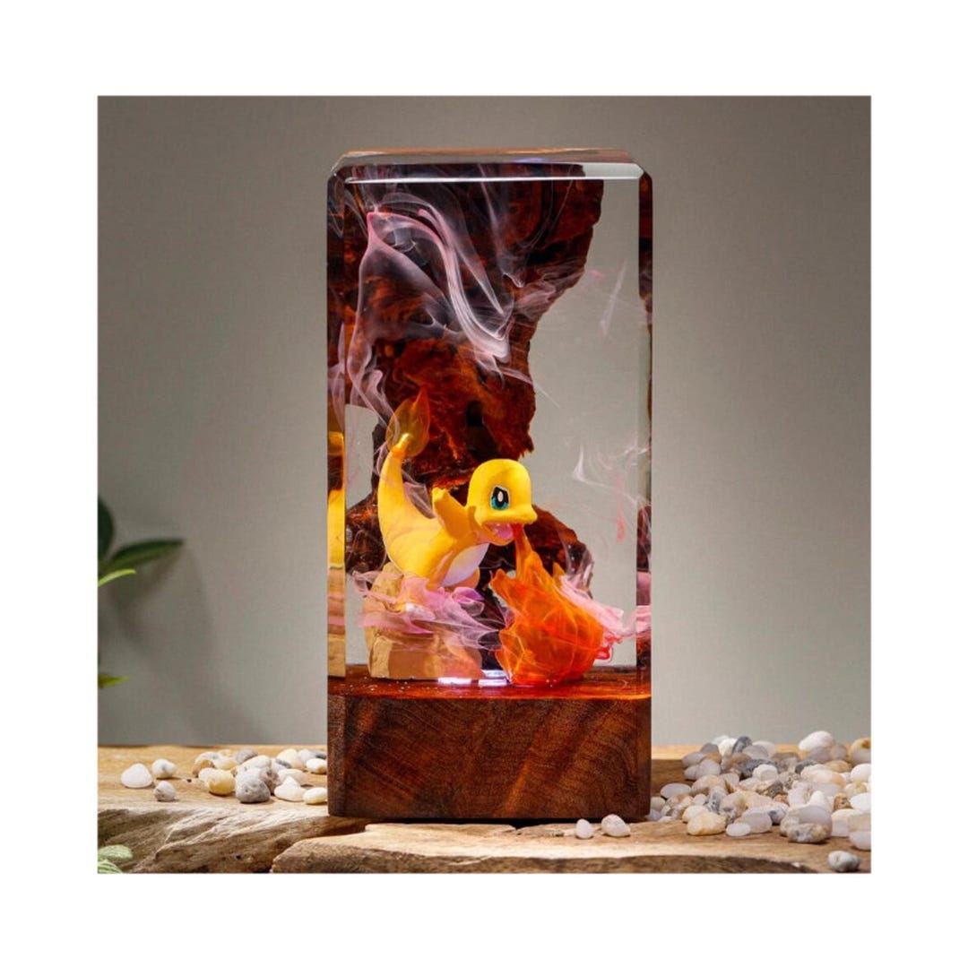 Charmander Night Light, Custom Pokemon Resin Lamp, Epoxy Resin Art ...