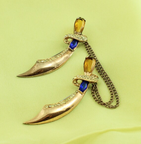 Book Piece; STERLING Scimitar 40s Double Swag SWORD R… - Gem