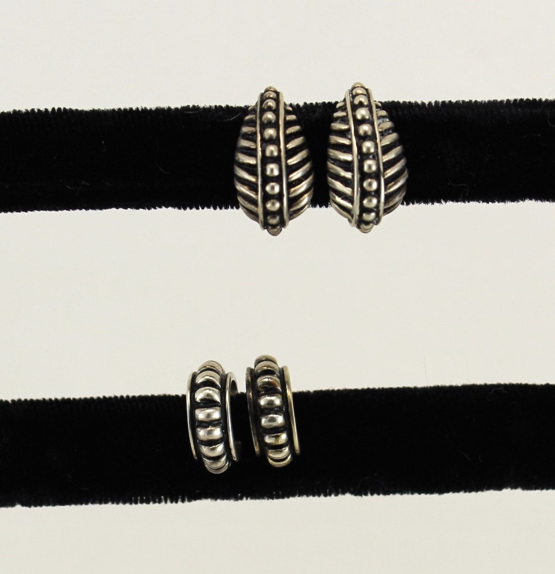 Ribbed Bubbles ESPOSITO 90s Sterling Semi Hoop Post Earrings Lot; Travel Jewelry; CHARITABLE ...
