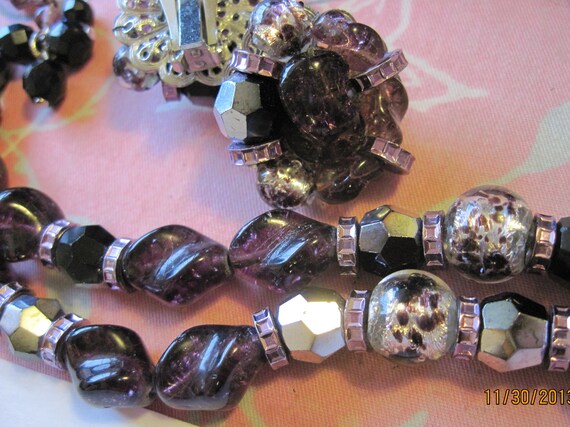 50s Designer HOBE Purple Art Glass 2 Strand ST Neckla… - Gem