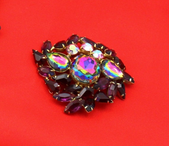Gorgeous 1960s JULIANA Purple Pink Watermelon Rhinest… - Gem