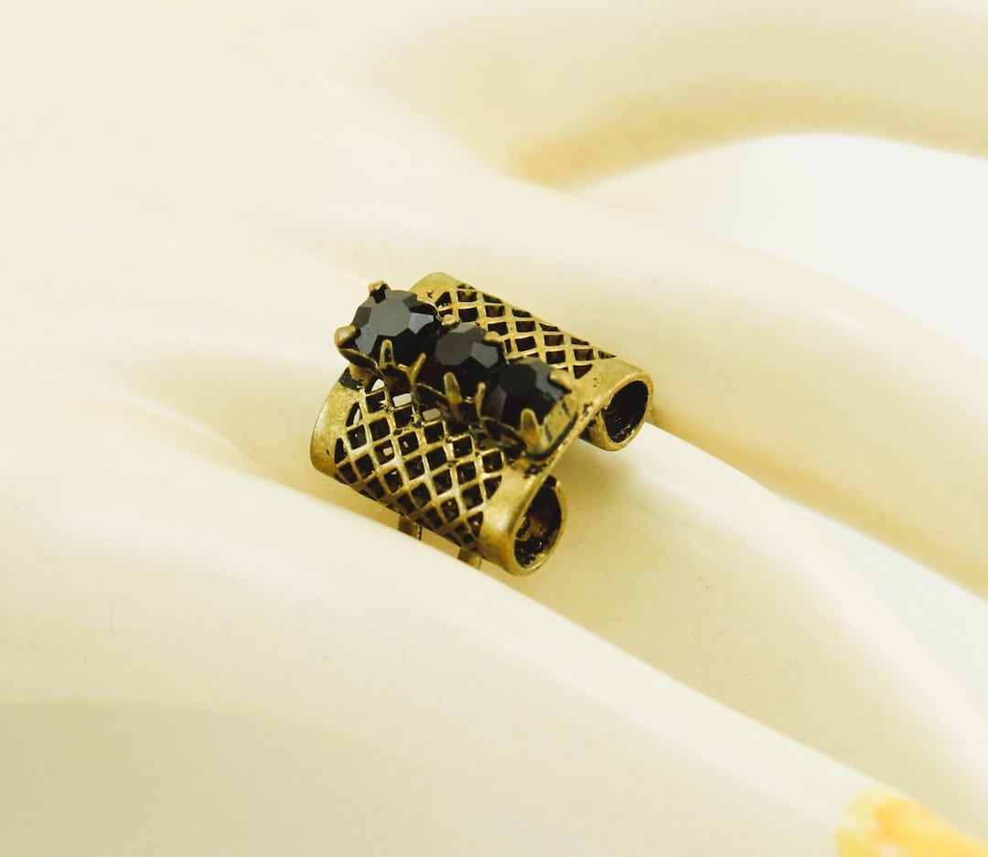 1960s Rolled Lattice Garnet Red Rhinestone German Ring: Adjustable ...