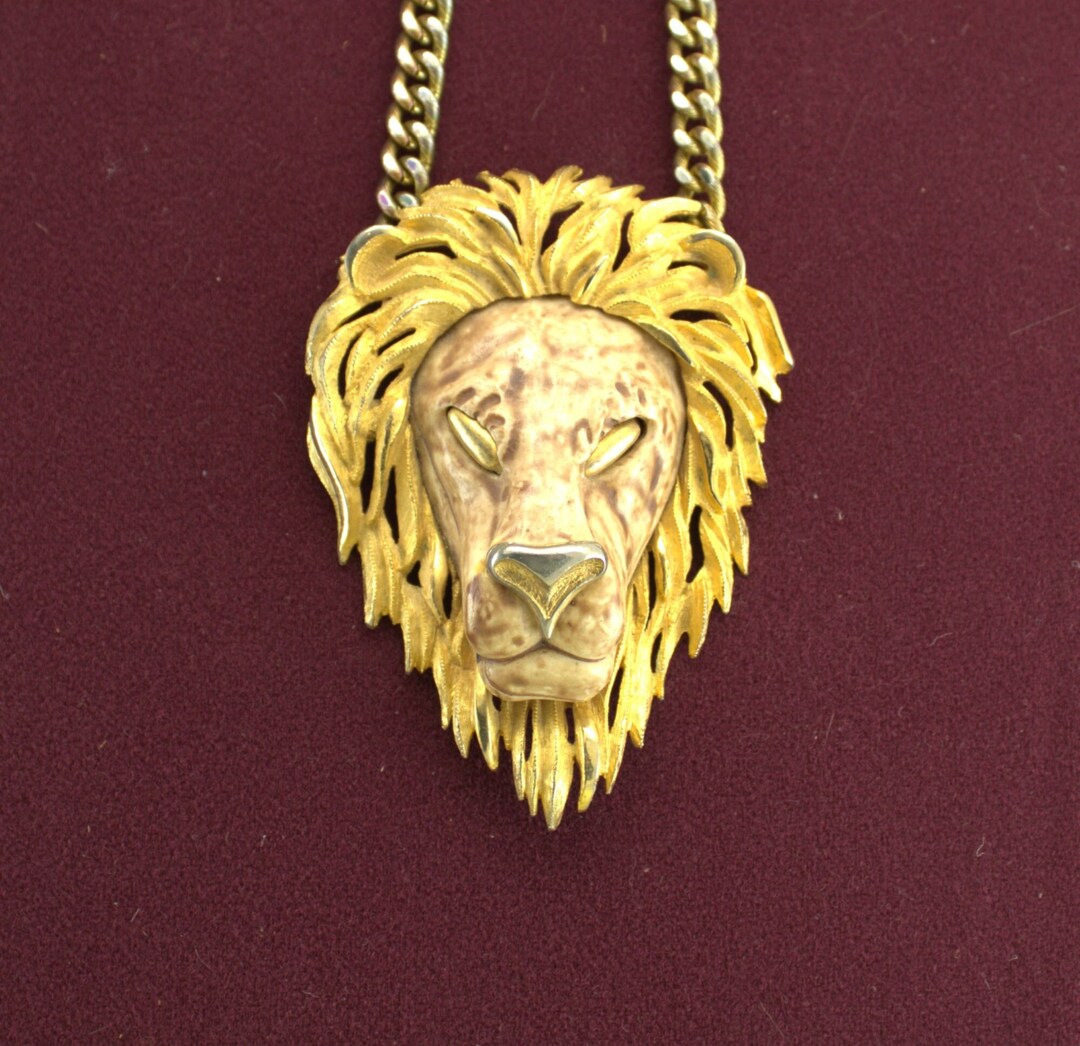 Luca RAZZA Rugged Tough LION 70s GT Pendant Necklace Astrological Leo ...
