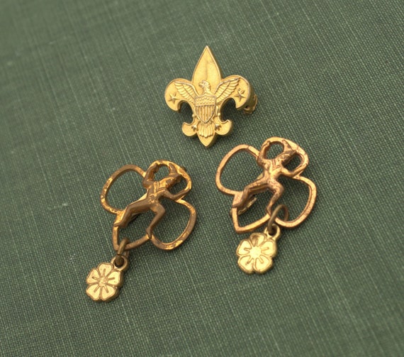 Early 50s BROWNIE Uniform GT Insignia Pins; Girl BOY … - Gem