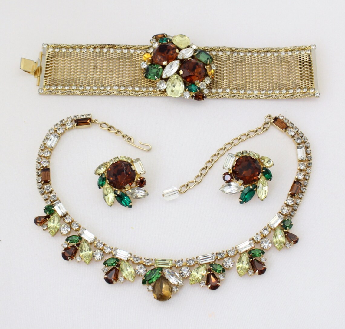 1950s HOBE Rhinestone Parure Set Golden Age GT Necklace - Etsy