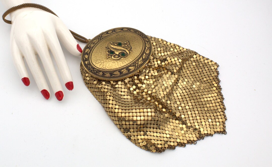 30s EVANS Rhinestone Compact MAYFAIR Vanity MESH Evening Bag; Reference ...