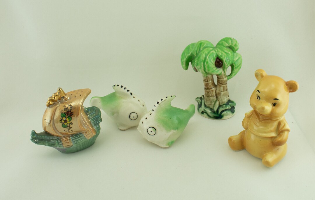 As is ORPHAN SHAKER Tropical Fish Lusterware Schooner Pooh Bear Salt ...