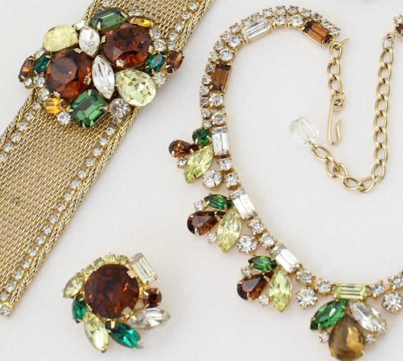 1950s HOBE Rhinestone Parure Set Golden Age GT Necklace - Etsy