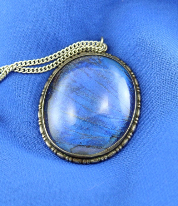 ART DECO 1930s Oval Sterling Butterfly Wing Pendant N… - Gem