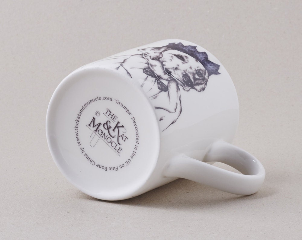 Dog in a Party Hat Mug: Fine Bone China Coffee Mug With Grumpy - Etsy