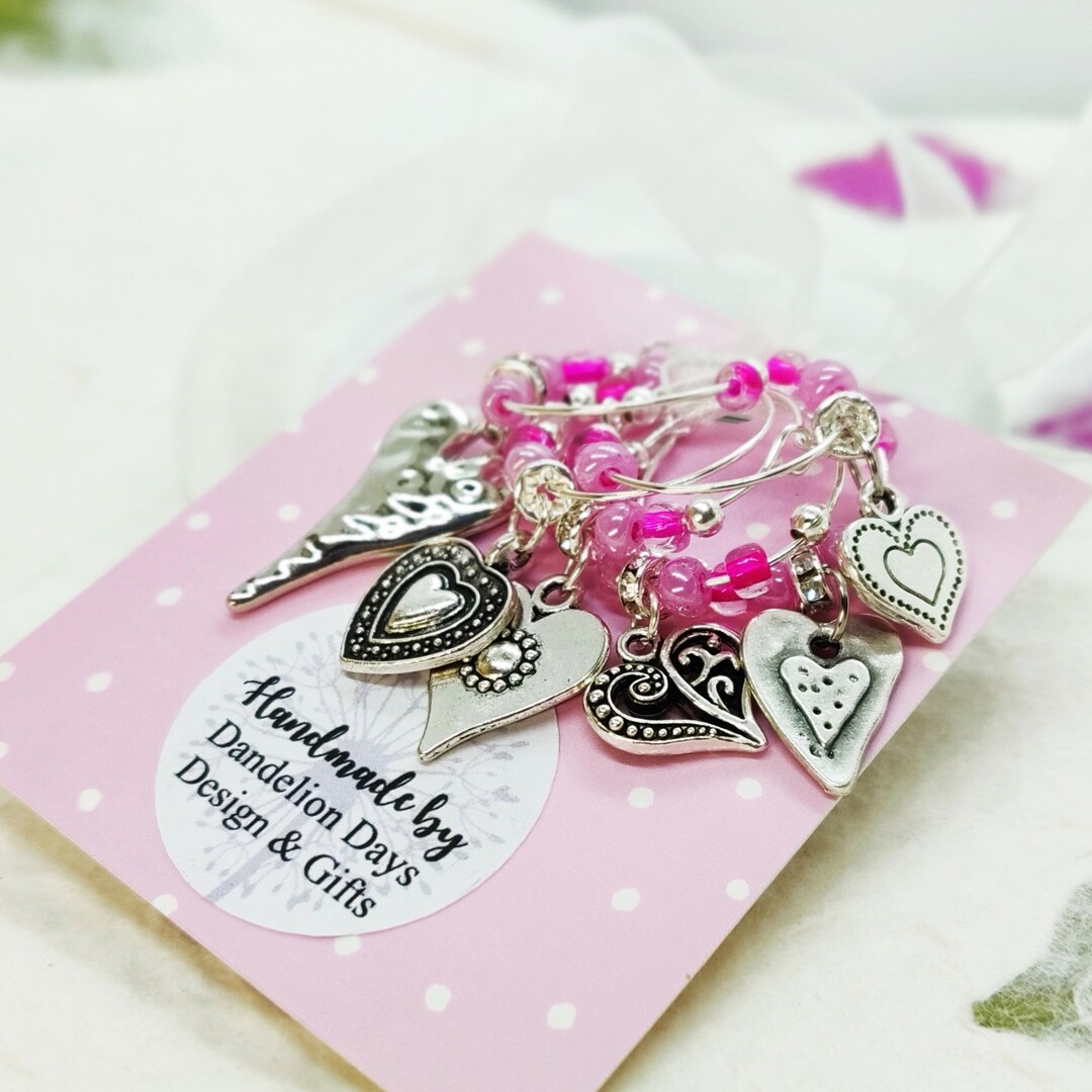 Luxury Wine Glass Charms, Heart Theme Charms, Gift for Her, Birthday ...
