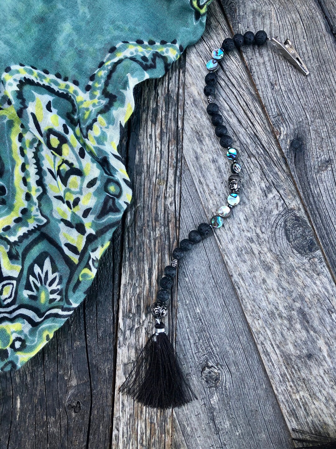 Boho Beaded Hair Jewelry / Dangling Hair Accessory / Black Buddha Hair ...