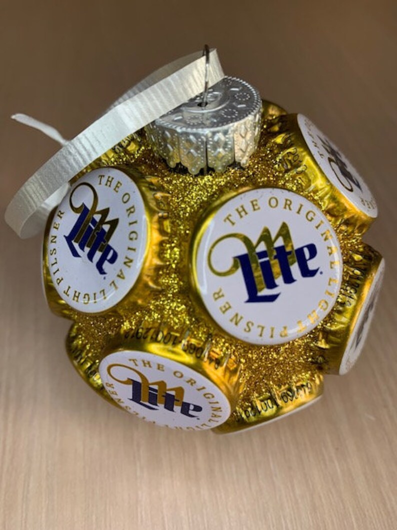 Bottle Cap Ornament - (white) Miller Light - Etsy