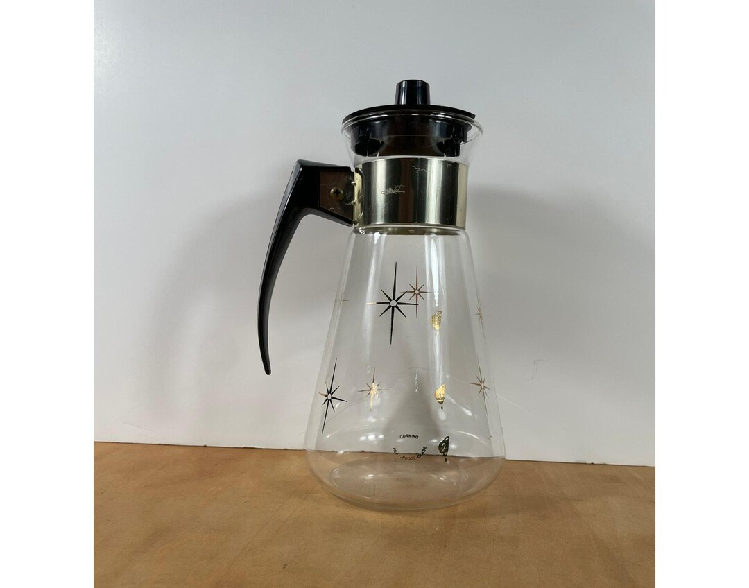 Vintage Corning Heat Proof Glass, 6 Cups, Carafe Atomic Star Burst 1960 ...