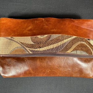 Handmade One of a Kind Clutch, Created With Leather and Vintage Fabric ...