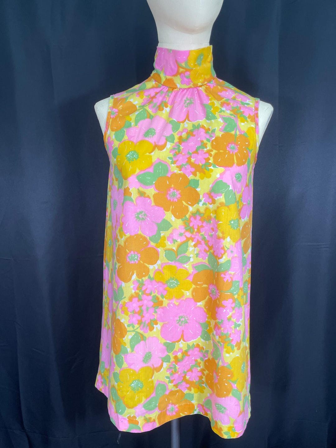 Vintage 60s Miss Brent Floral Halter Dress - Girls Size - Etsy