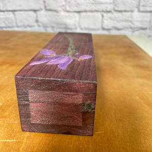 Oil Painting of and Iris on a Wooden Pencil Box, Original Artwork ...