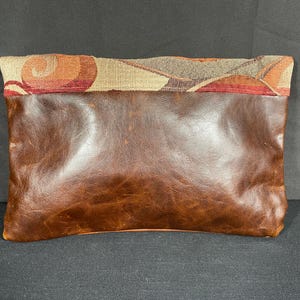 Handmade One of a Kind Clutch, Created With Leather and Vintage Fabric ...